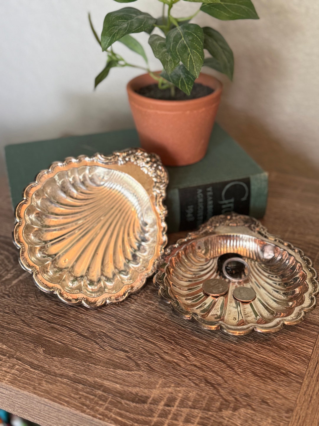 Vintage Set of Leonard Silver Plated Clam Shell Footed Trinket Dishes ...