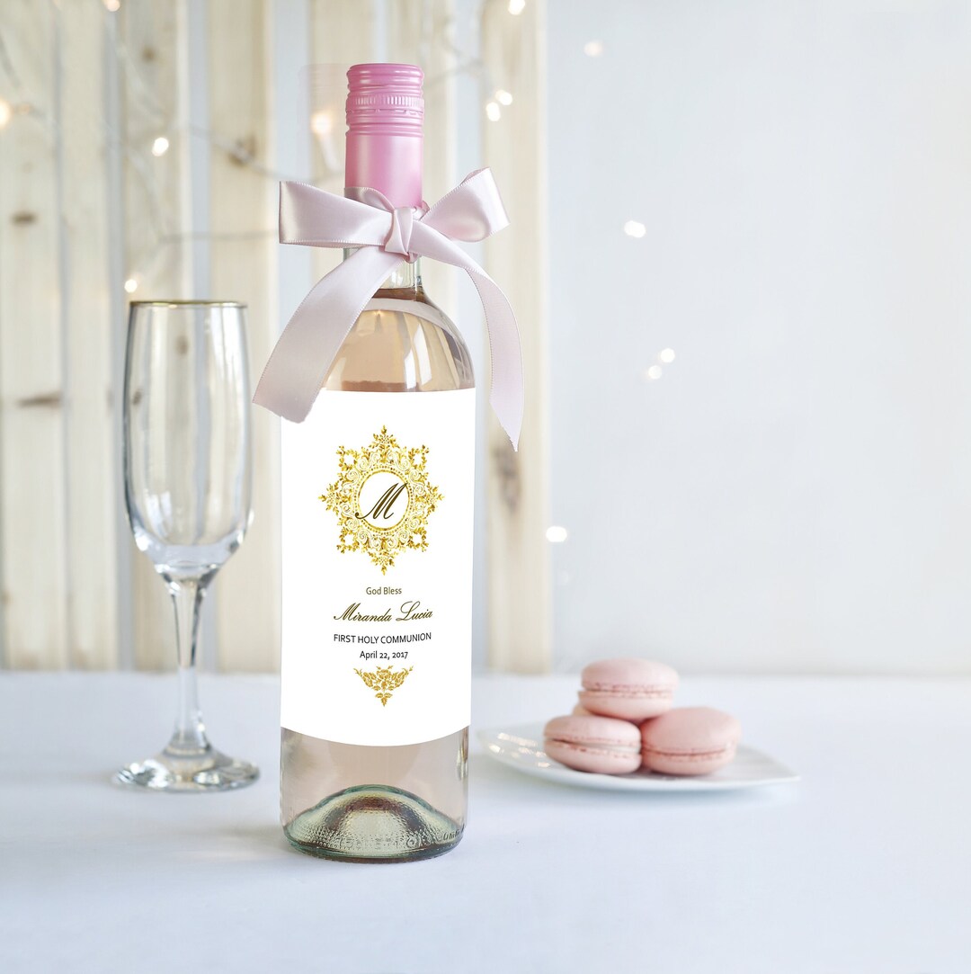 Elegant First Holy Communion Wine Bottle Labels, Beautifully Designed ...