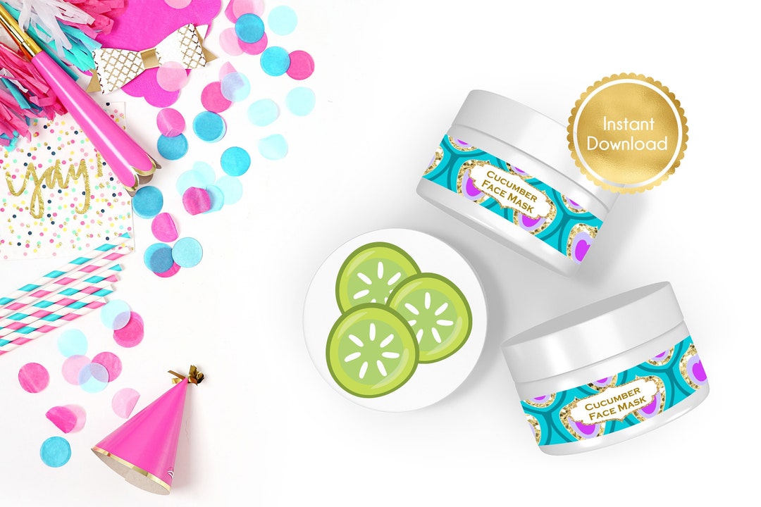 Spa Party Cucumber Face Mask Label, Spa Party Printable Face Mask Label ...