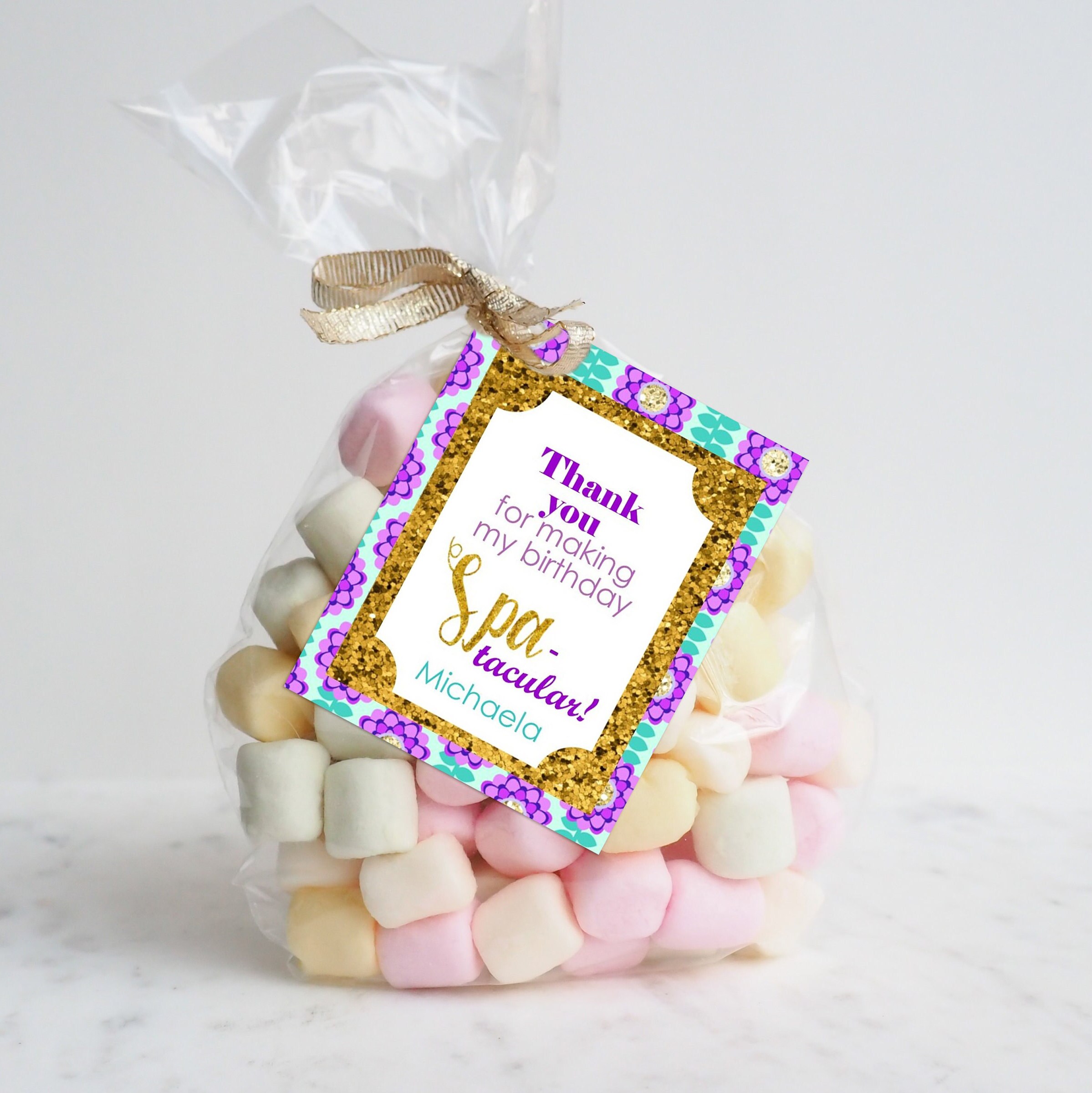 Spa Party 15 Piece Set Favor Tag, Girls Party Gift Label, Personalized ...