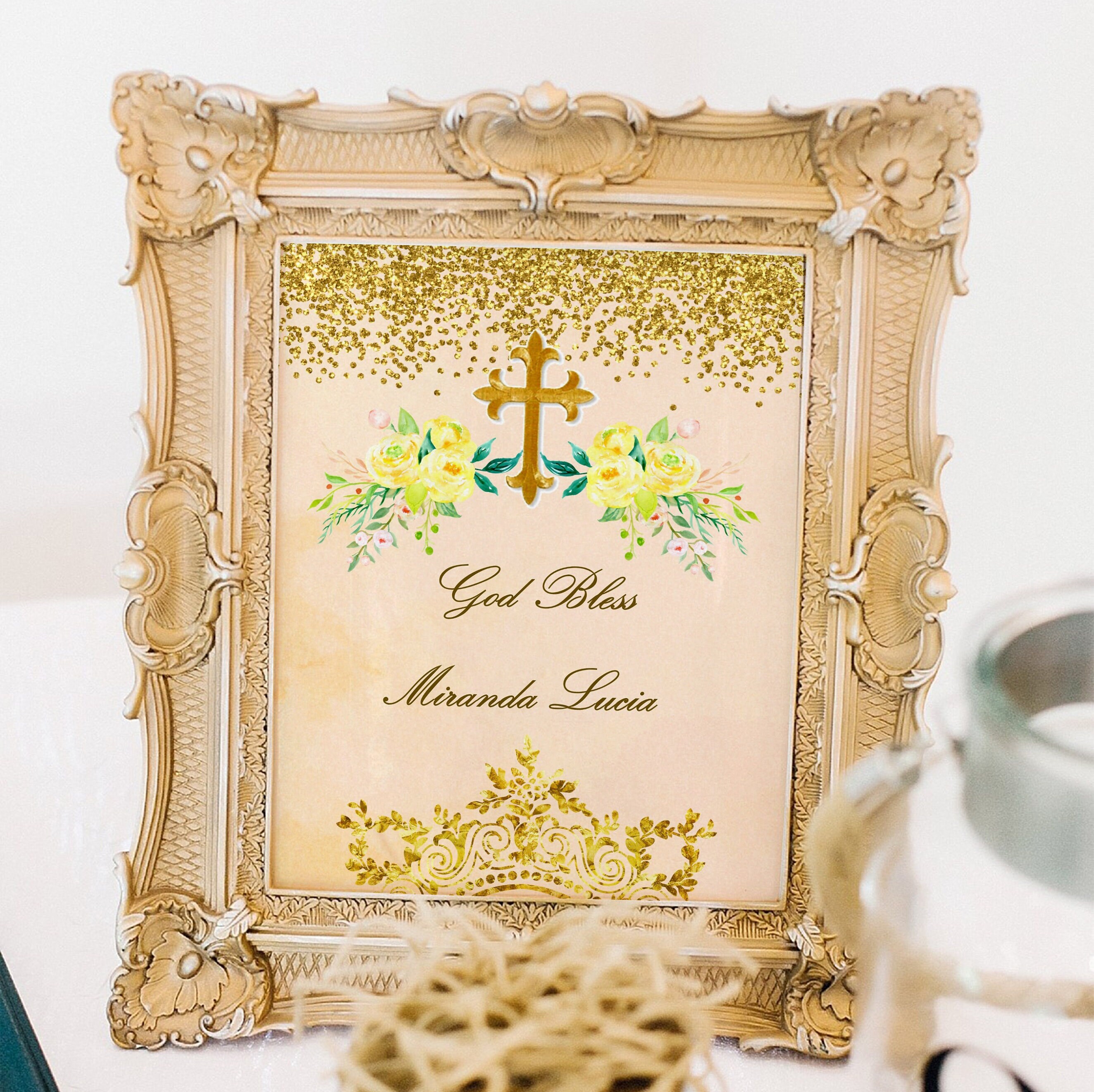 Elegant First Holy Communion Sign, Delicate Design in Peach With ...