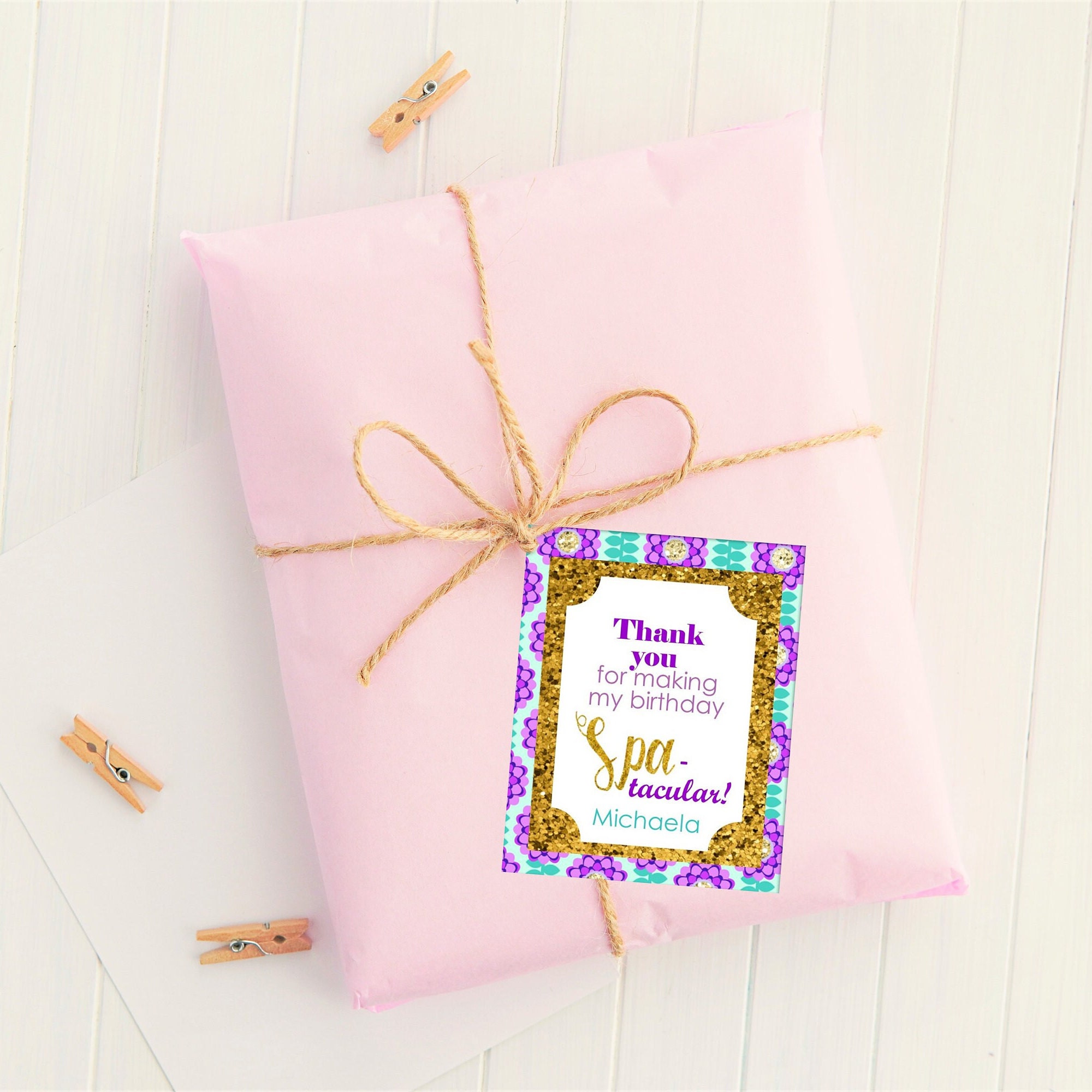 Spa Party 15 Piece Set Favor Tag, Girls Party Gift Label, Personalized ...