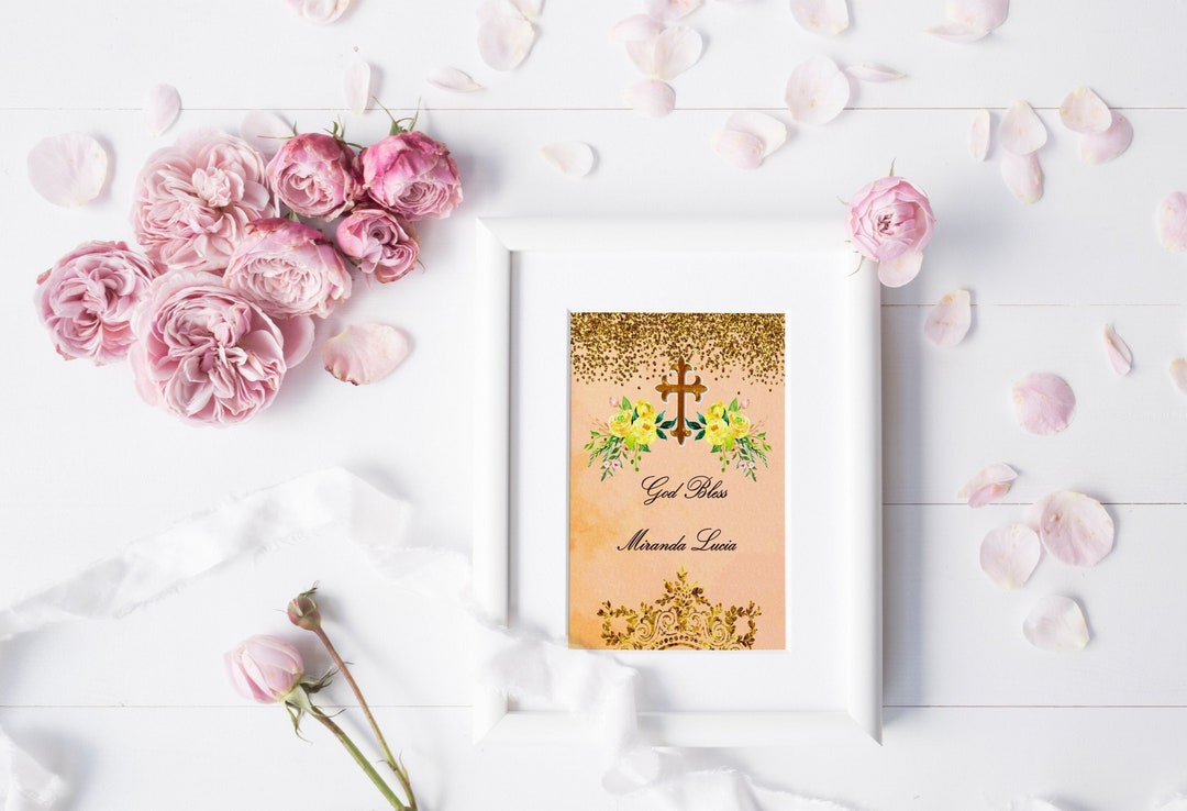 Elegant First Holy Communion Sign, Delicate Design in Peach With ...