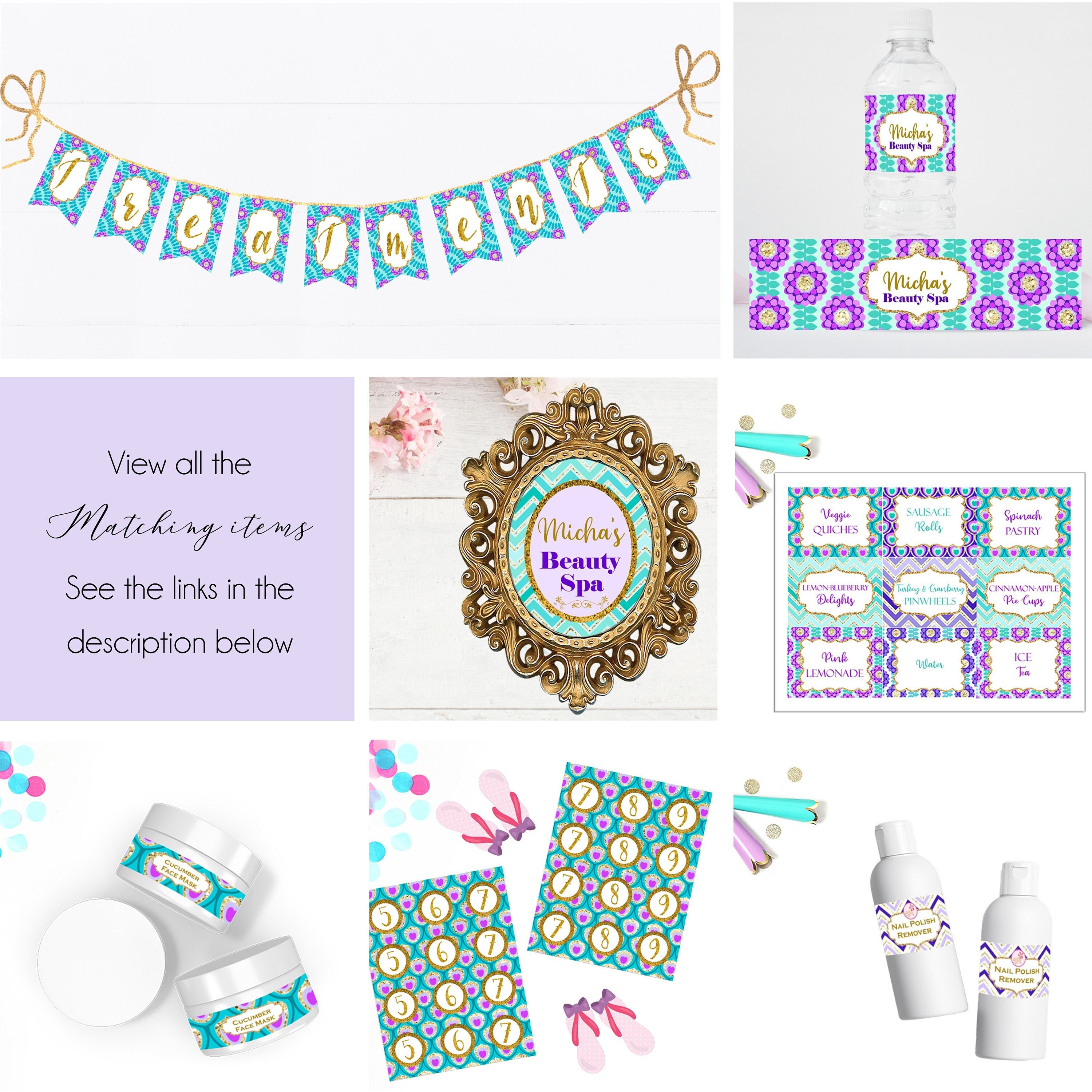 Spa Party 15 Piece Set Favor Tag, Girls Party Gift Label, Personalized ...