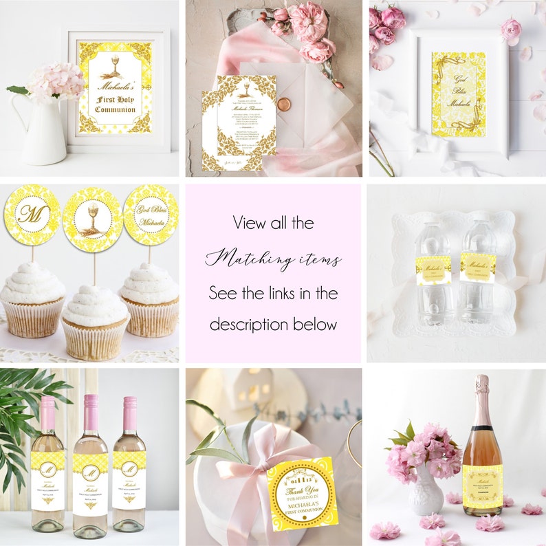 Flourish First Holy Communion Water Bottle Labels, Elegant Design in ...