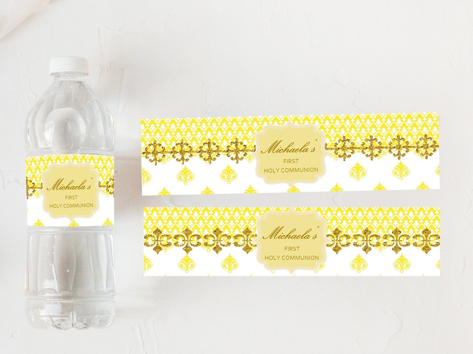 Flourish First Holy Communion Water Bottle Labels, Elegant Design in ...