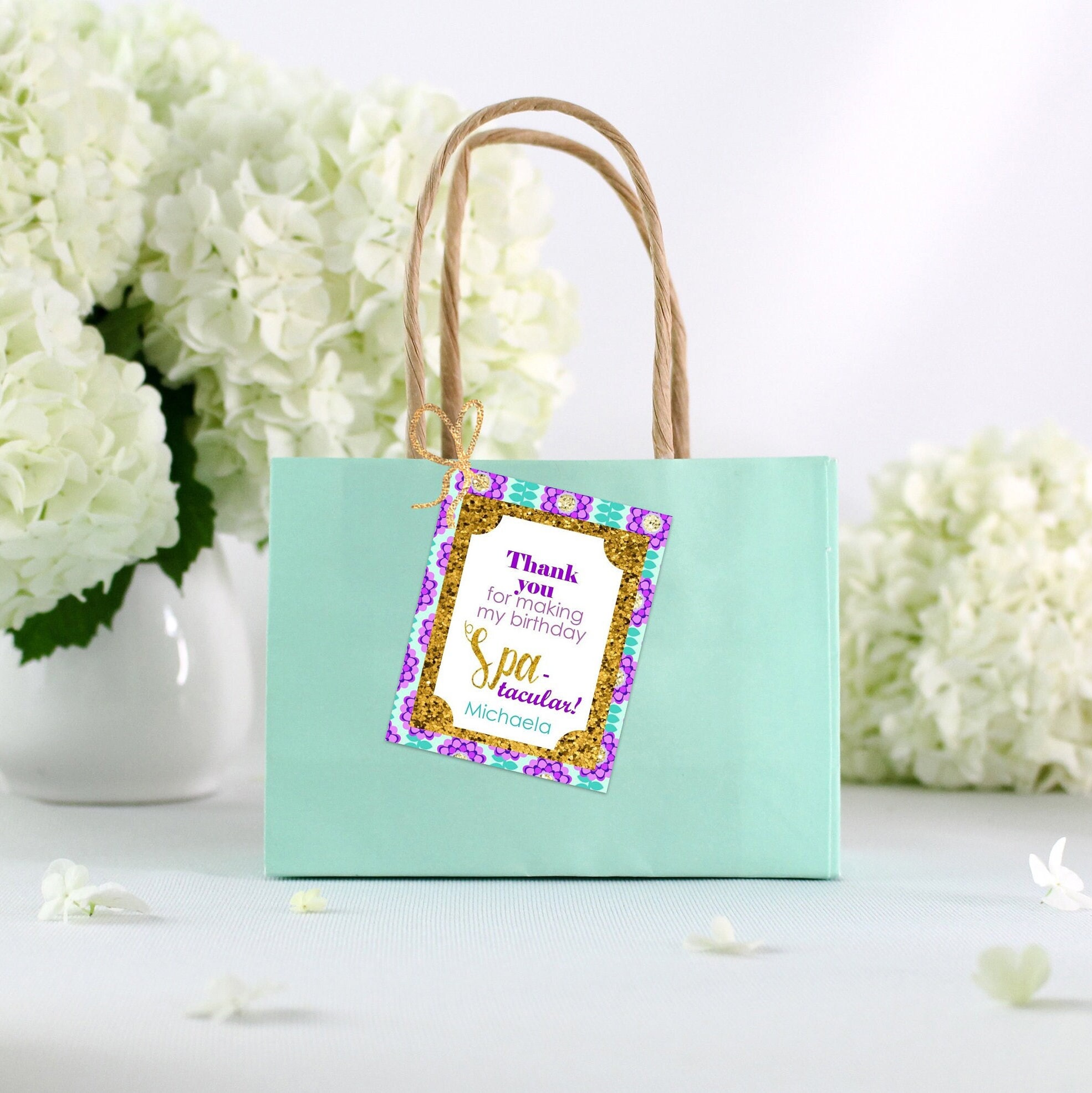 Spa Party 15 Piece Set Favor Tag, Girls Party Gift Label, Personalized ...