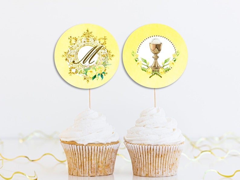Elegant First Holy Communion Cupcake Toppers, Delicately Designed in ...