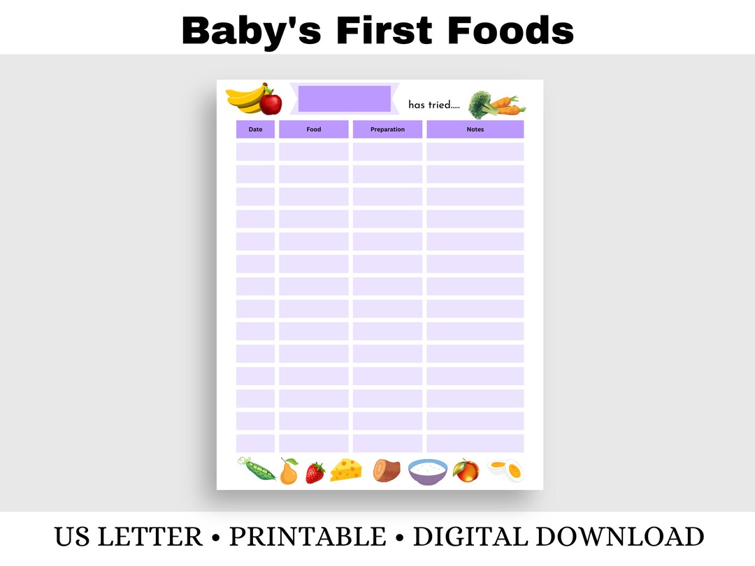 Printable Baby Food Tracker - Etsy