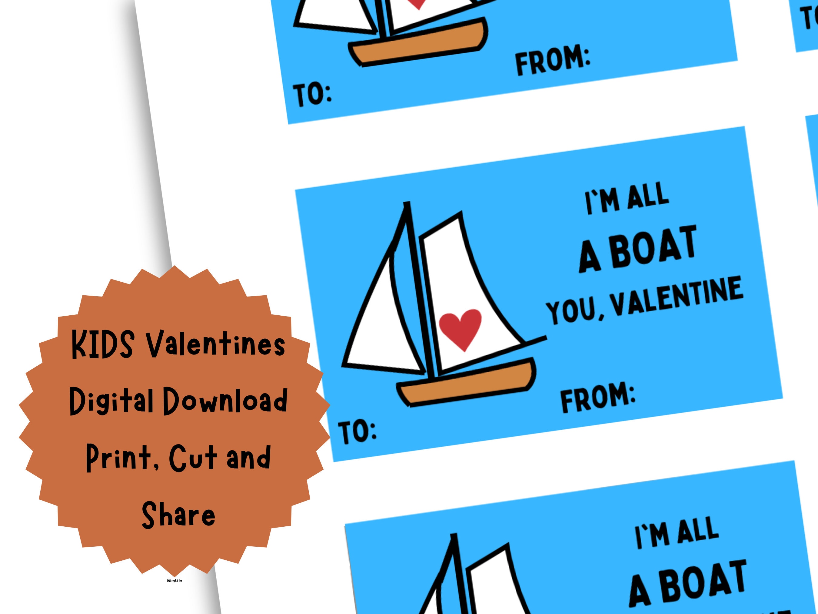 Printable Kids Valentine, Digital Download, Boat Valentine - Etsy