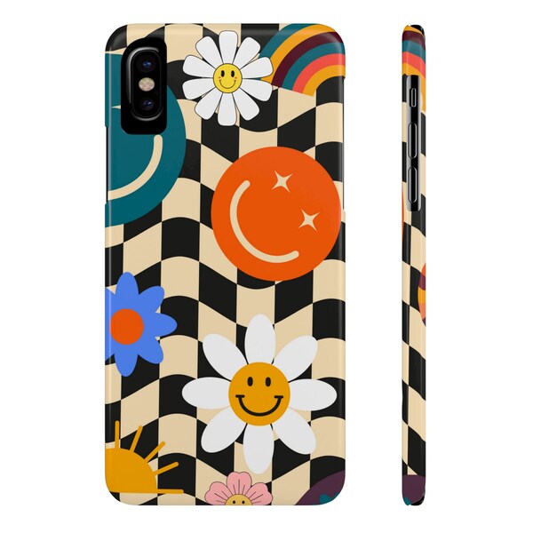 Smiley Checkered Phone Case - Etsy