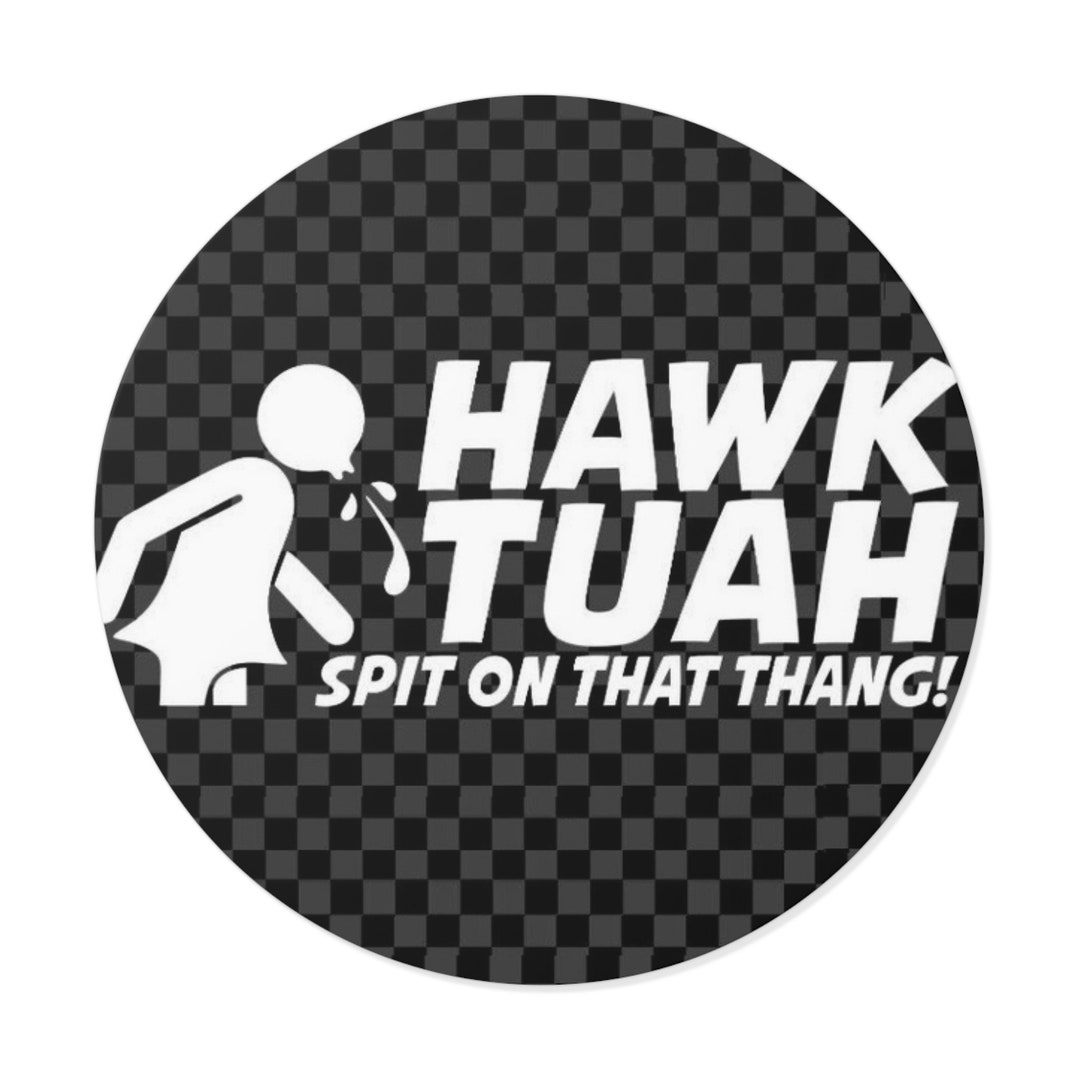Hawk Tuah Round Vinyl Checkered Sticker - Etsy