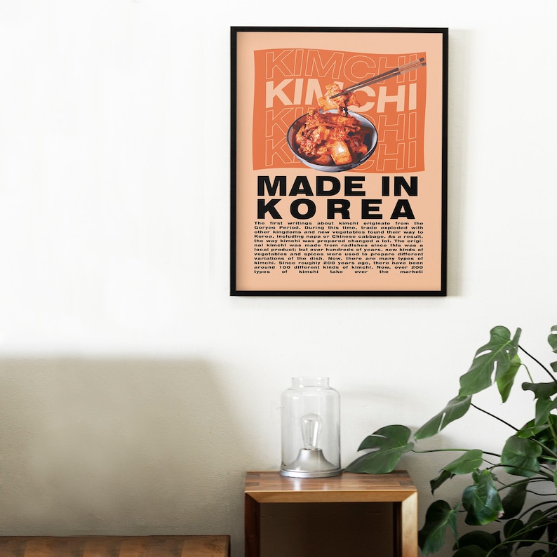 Kimchi Kitchen Poster, Food Print, Modern Kitchen Decor, Korean Food ...