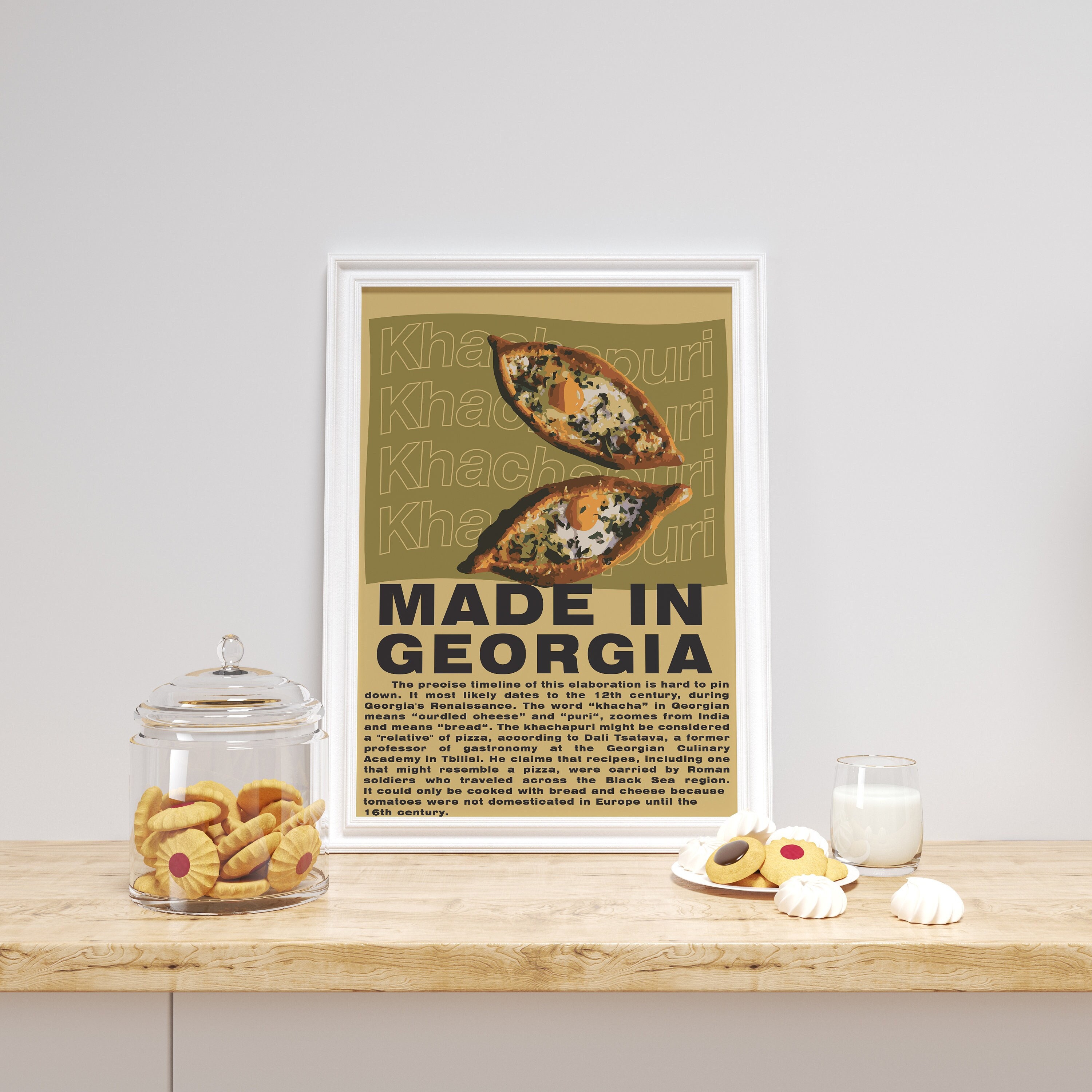 Khachapuri Kitchen Poster, Food Print, Modern Kitchen Decor, Georgia ...