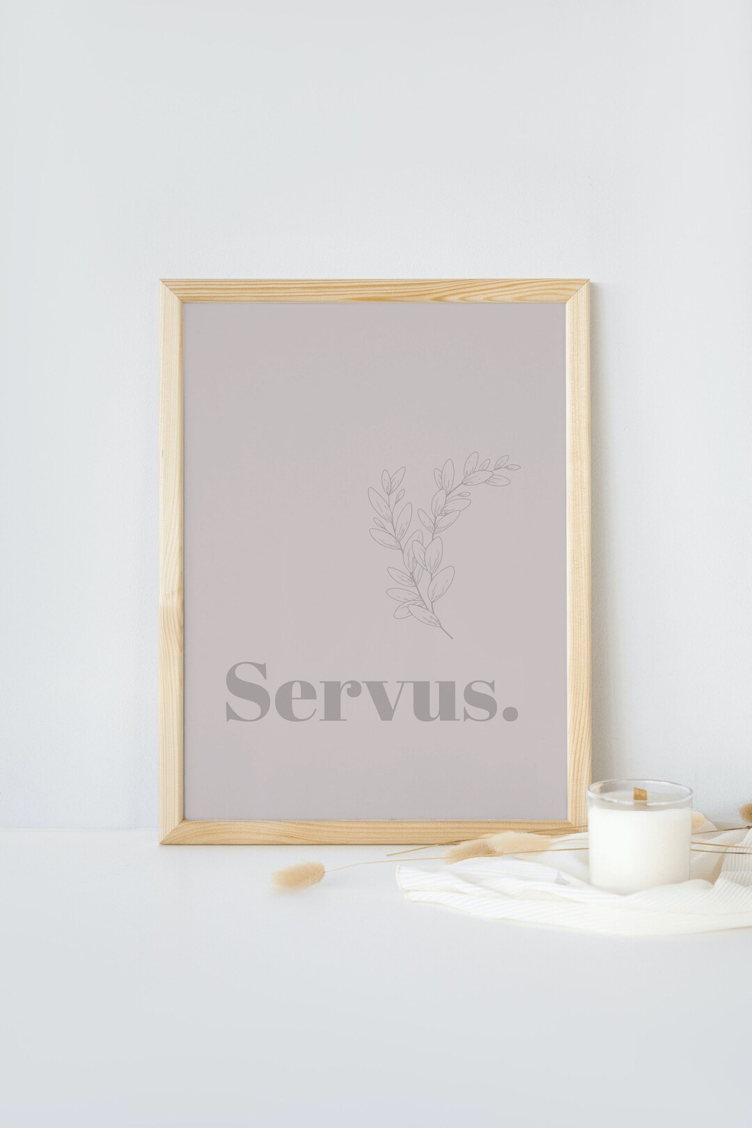 Bavarian Poster servus With Flower Gift Wall Decoration Pastel Wall Art ...