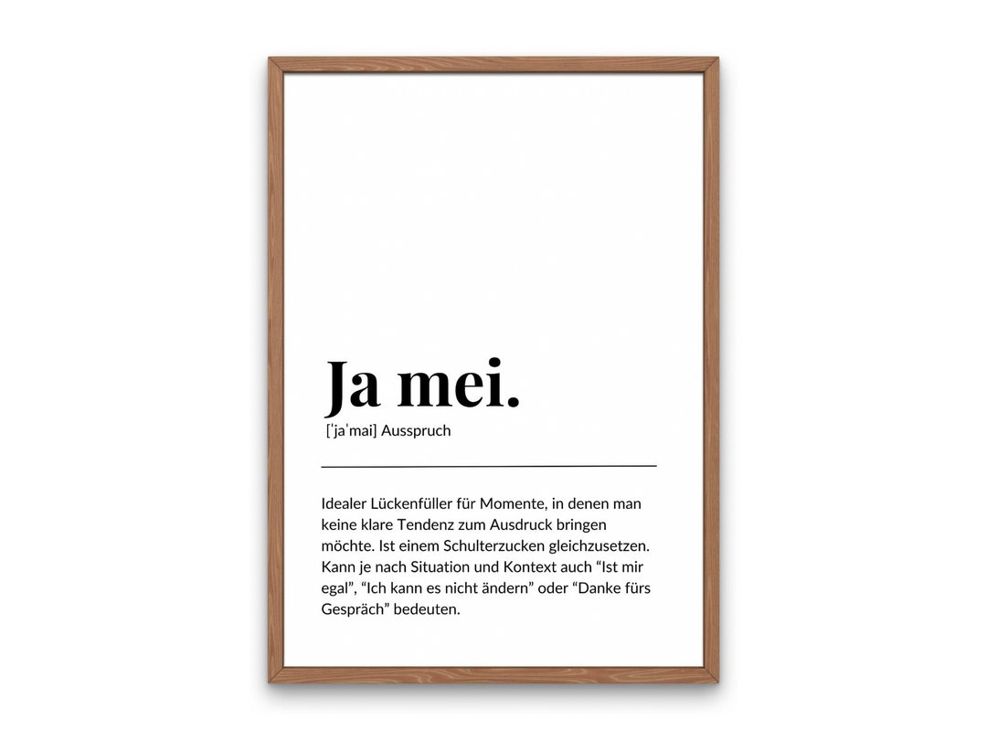 Bavarian Dictionary Poster ja Mei Gift Wall Decoration Wall Art Saying ...