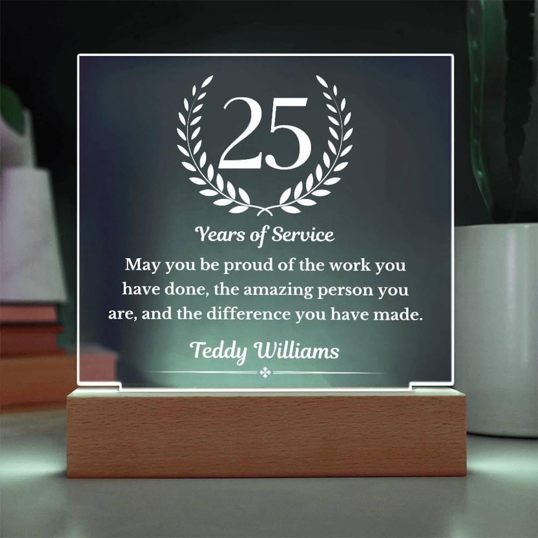 Personalized Years of Service Employee Award, Retirement Gift for Women ...