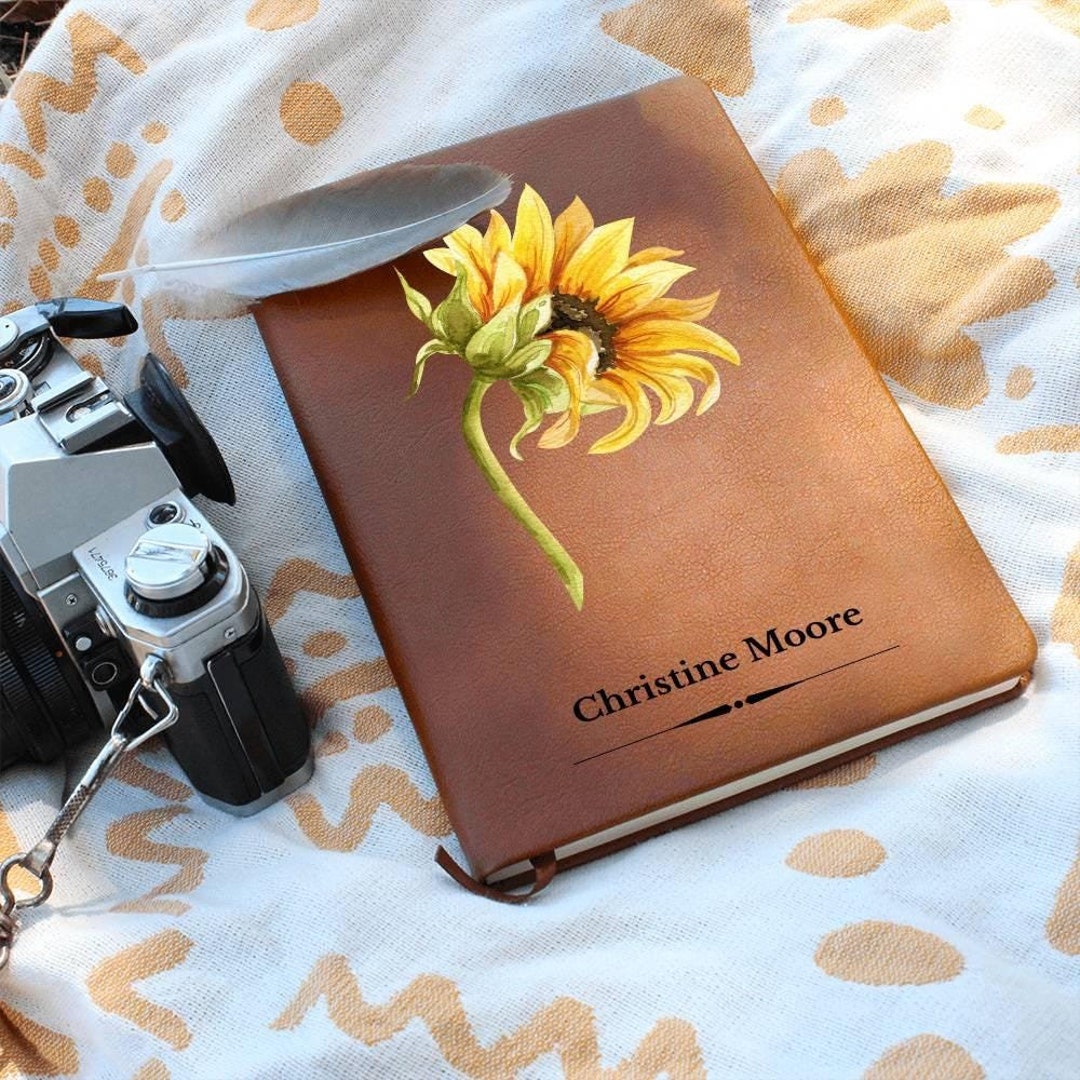 Personalized Sunflower Journal, Sunflower Gifts, Floral Gift, Gift for ...