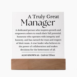 Truly Great Manager Plaque - Custom Leader Gift for Manager Mentor ...