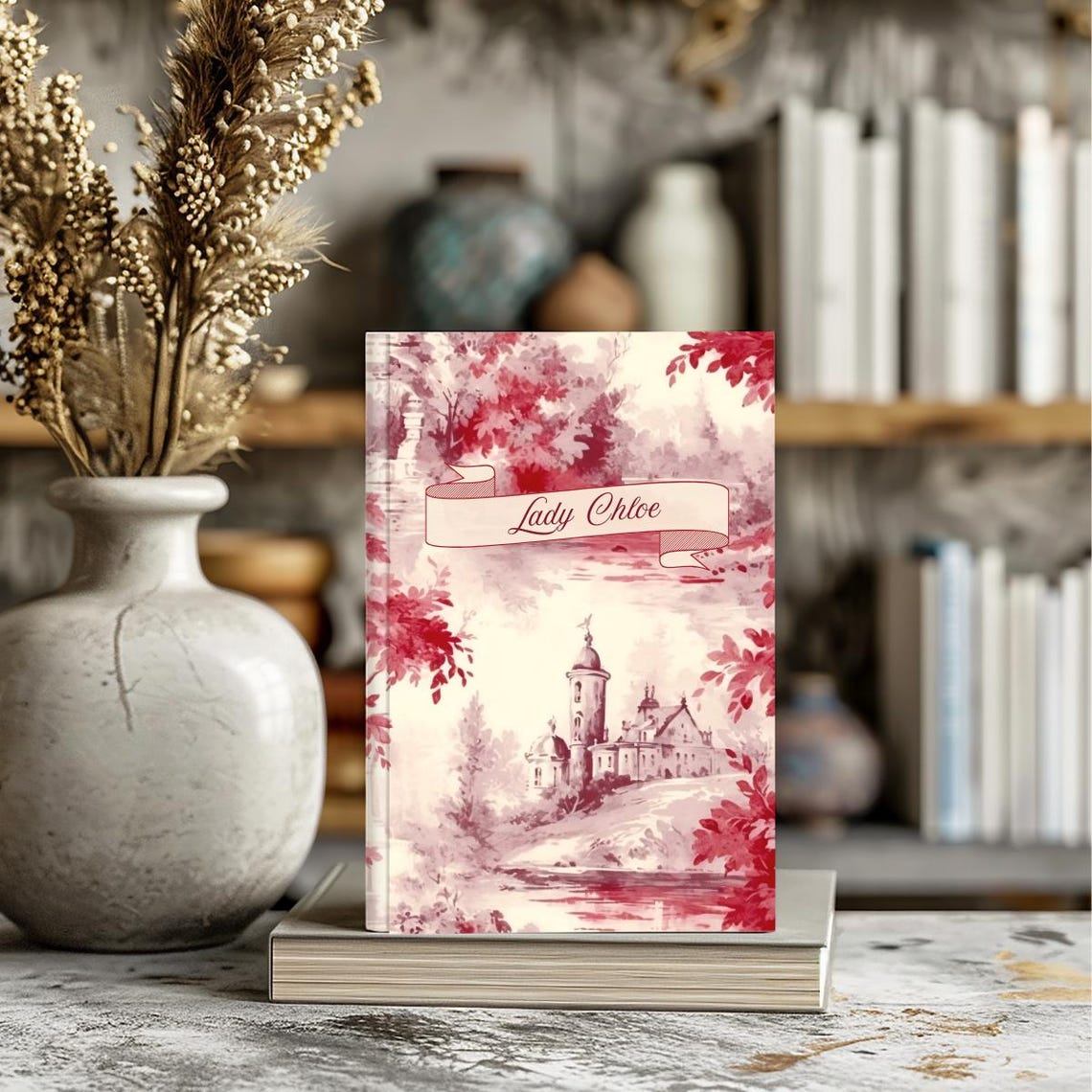 Personalized Red Toile Lady Journal, Custom Victorian Journal, Reading ...