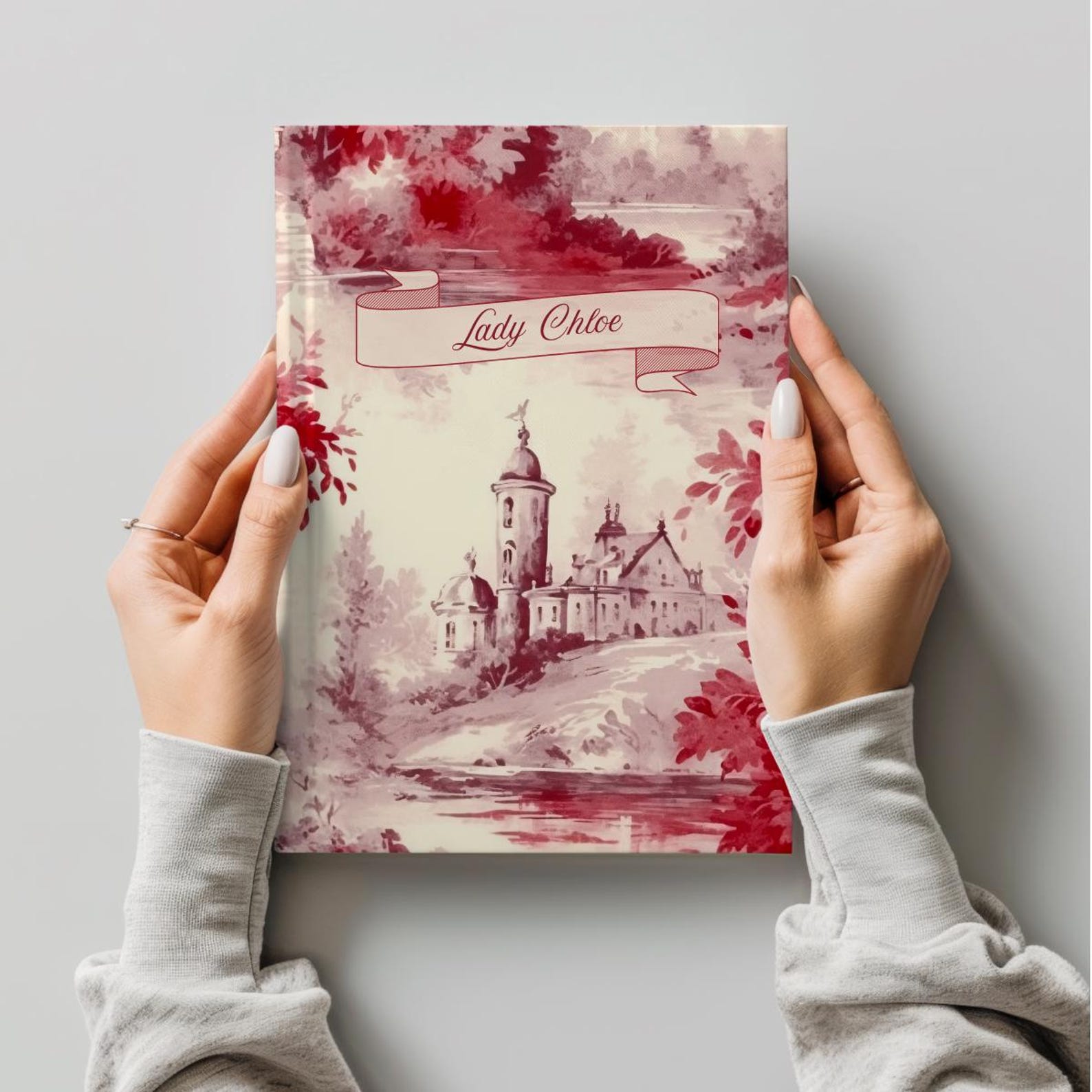 Personalized Red Toile Lady Journal, Custom Victorian Journal, Reading ...