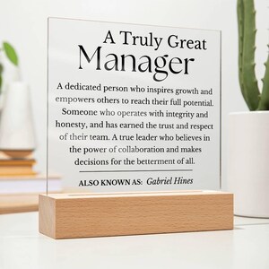 Truly Great Manager Plaque - Custom Leader Gift for Manager Mentor ...