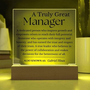 Truly Great Manager Plaque - Custom Leader Gift for Manager Mentor ...