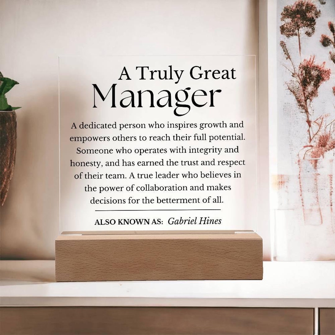 Truly Great Manager Plaque - Custom Leader Gift for Manager Mentor ...