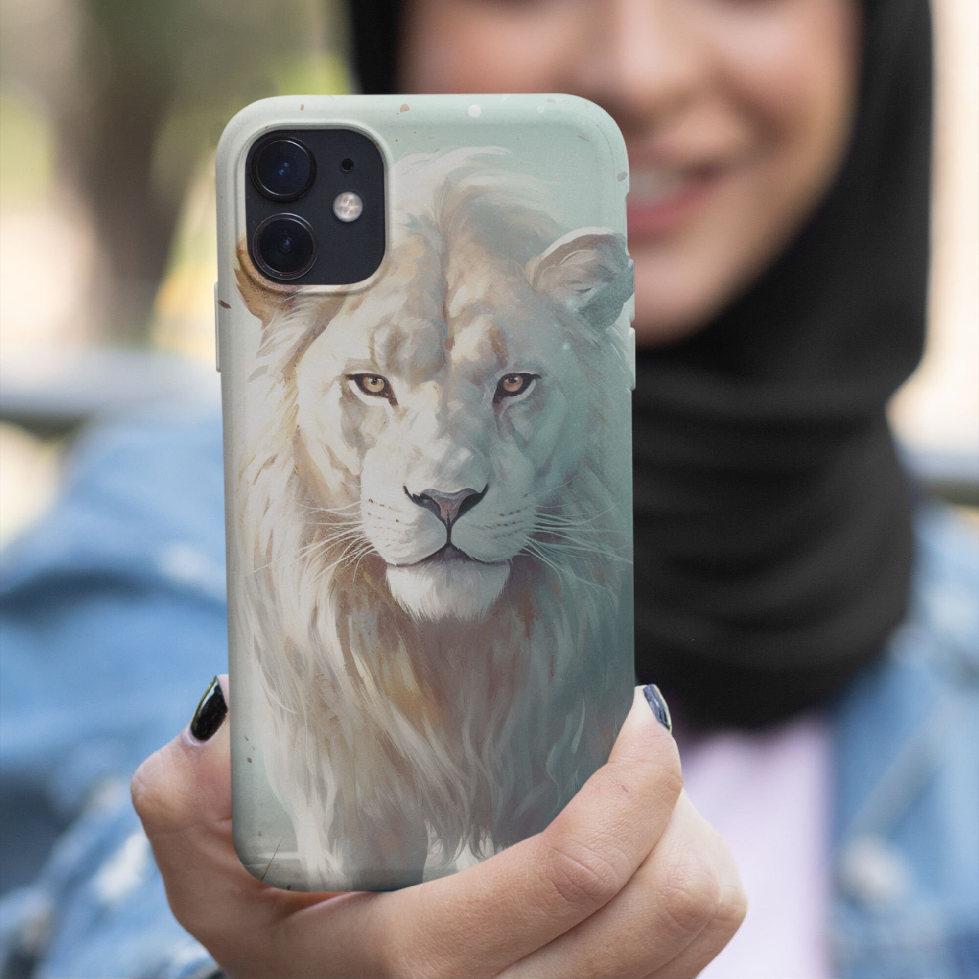 Lion Phone Case, White Lion Face iPhone Tough Case, Animal Phone Case ...