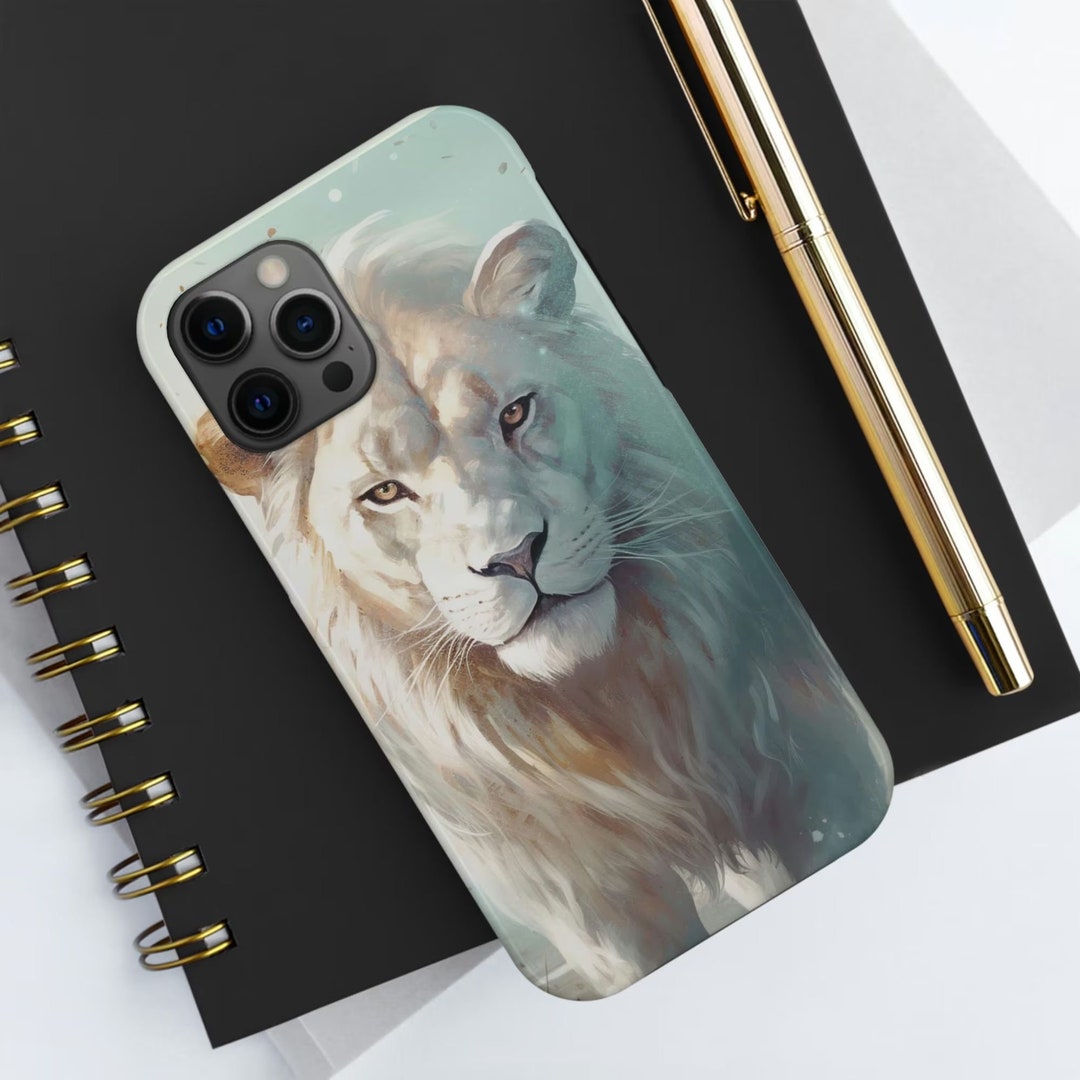 Lion Phone Case, White Lion Face iPhone Tough Case, Animal Phone Case ...