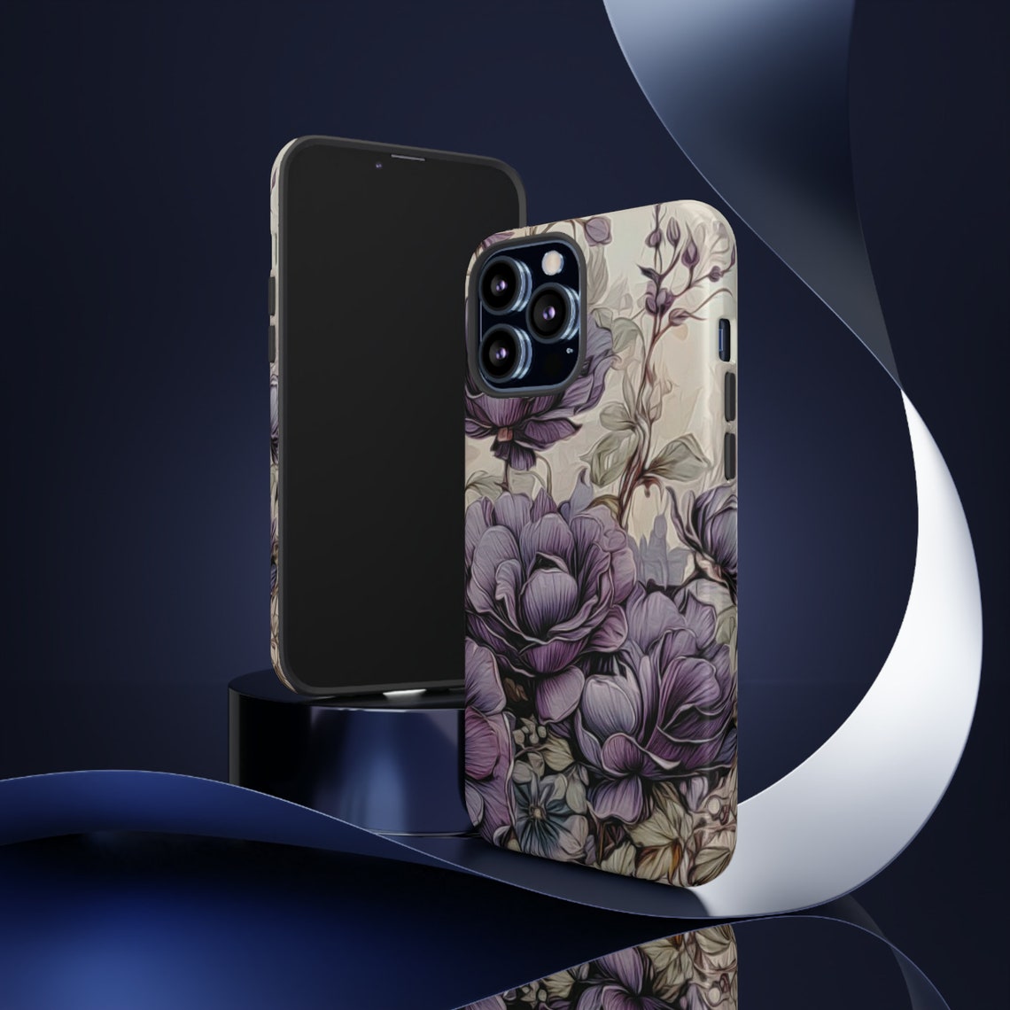 Purple Floral Phone Case, Flower iPhone Tough Case, Purple Phone Case ...