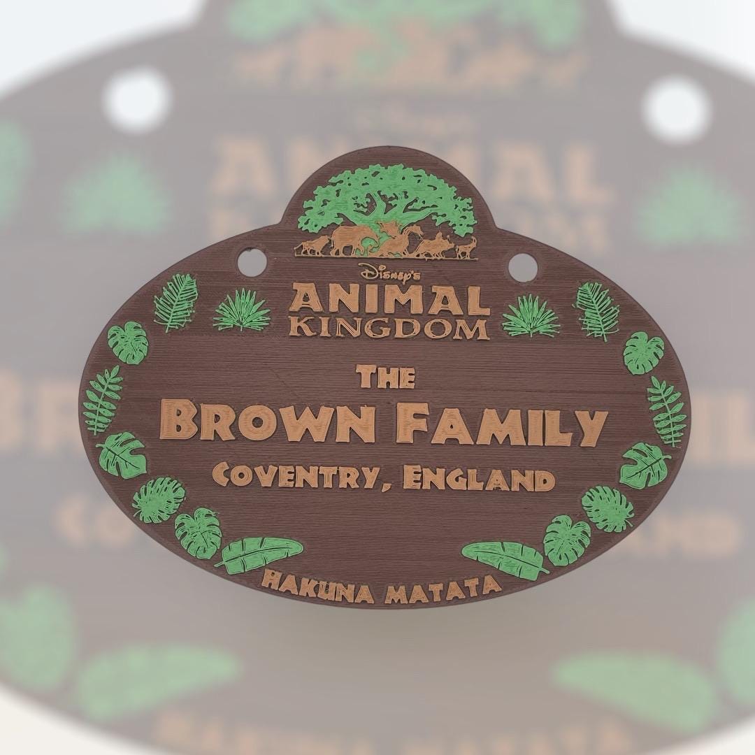 Personalised 3D Printed Disney Animal Kingdom Inspired Stroller Sign ...