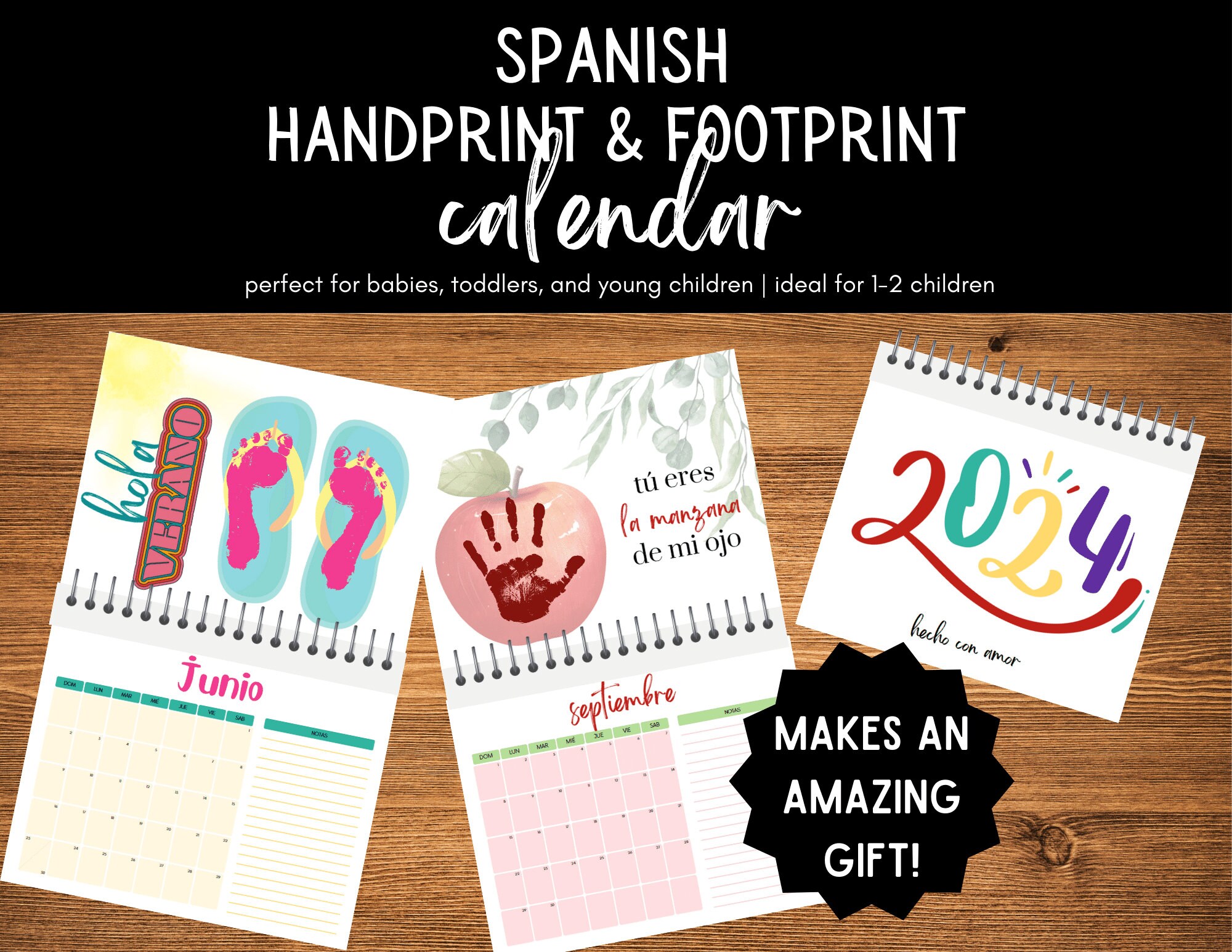 SPANISH 2024 Handprint Calendar DIY Gift for Parents, Grandparents 1 or ...