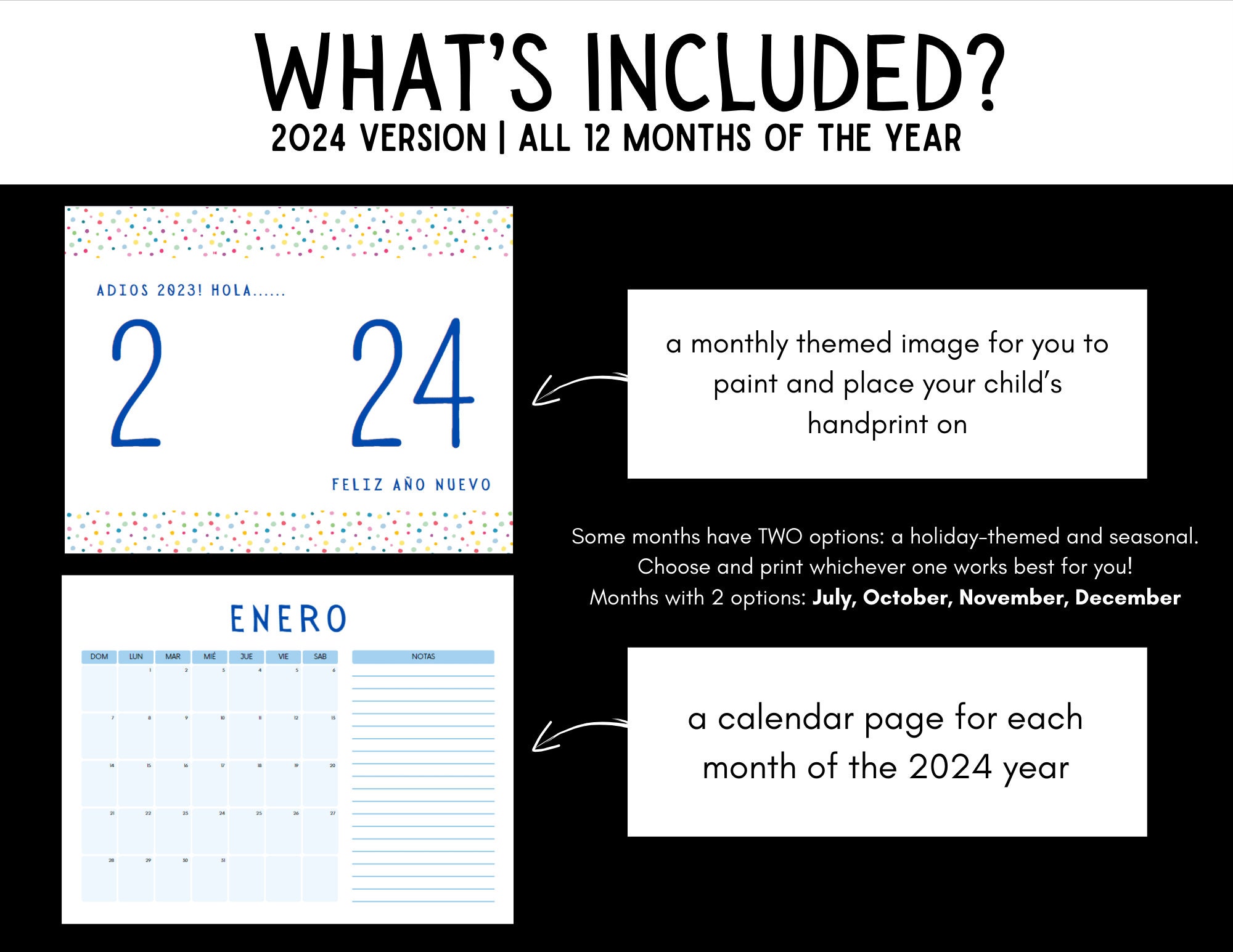 SPANISH 2024 Handprint Calendar | DIY Gift for Parents, Grandparents ...