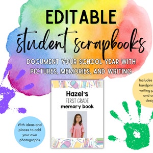 Student Scrapbooks | Document the School Year | Customizable | Editable ...