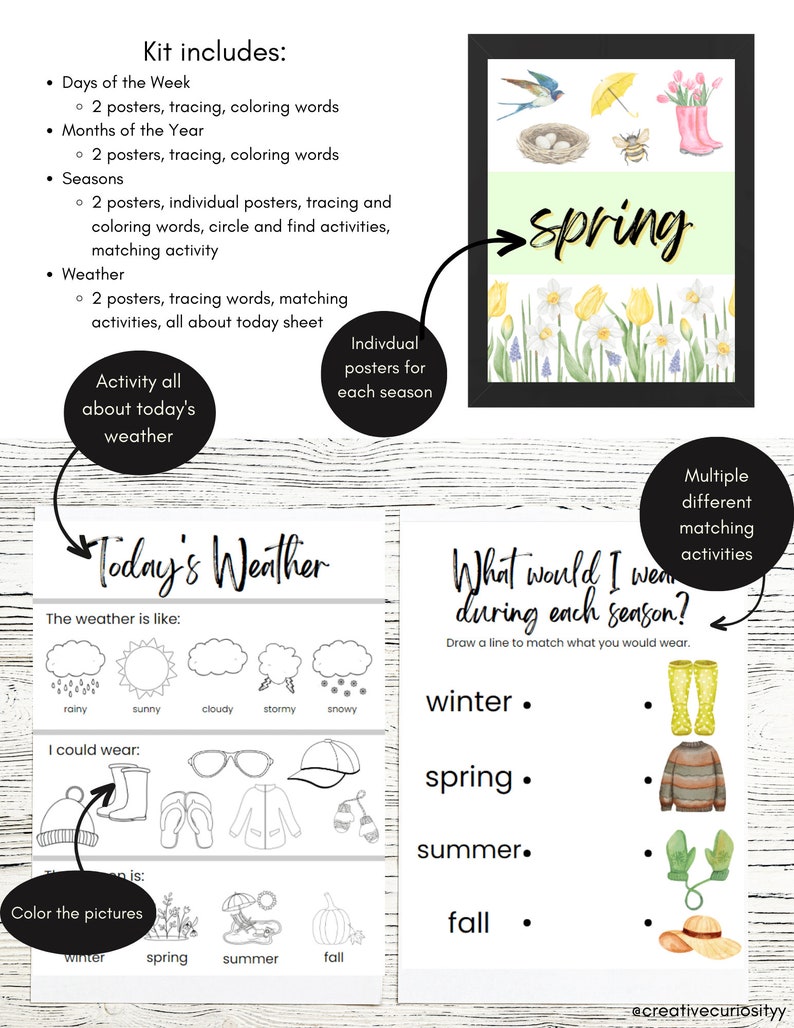 Daily Calendar Practice | Days of the Week, Months of the Year, Seasons ...