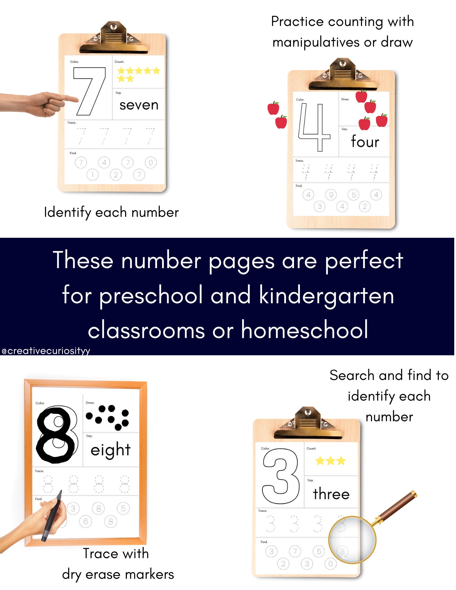 Number Identification Activities and Posters | Preschool Kindergarten ...