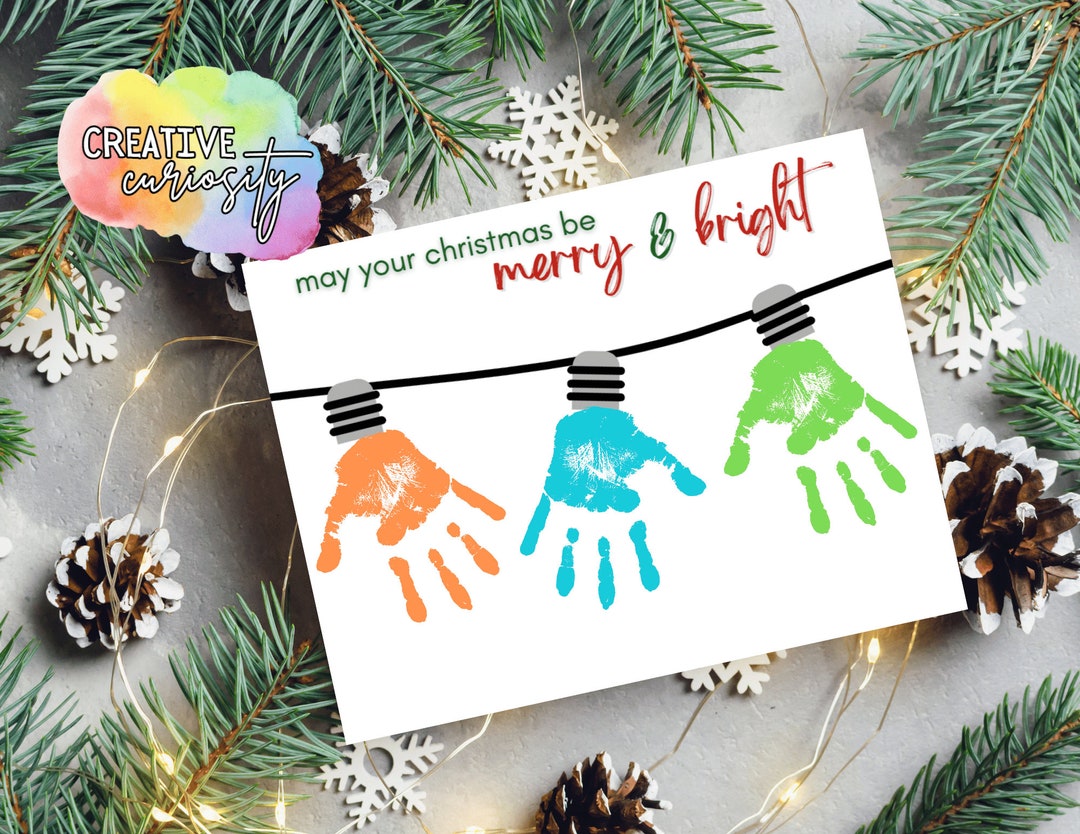 Merry and Bright Handprint Art | Christmas Keepsake | Grandparent ...
