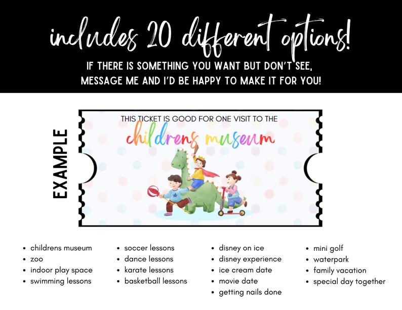 Experience Coupon Voucher Ticket | Experience Gifts for Kids | Digital ...