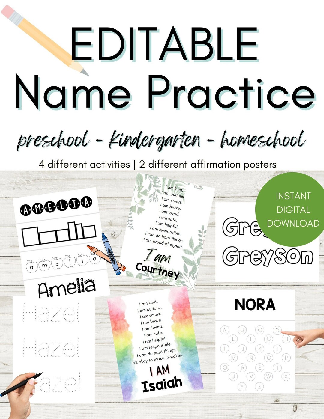 EDITABLE Name Activities for Toddlers, Preschoolers, Kindergarten ...