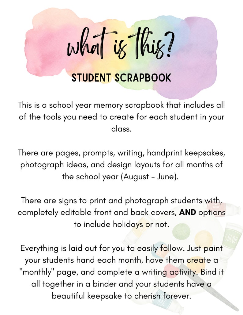 Student Scrapbooks | Document the School Year | Customizable | Editable ...
