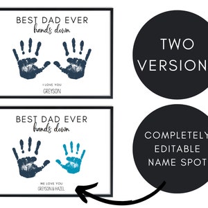 Best Dad Ever Handprint Keepsake | Gift for Dad Father Grandpa Stepdad ...