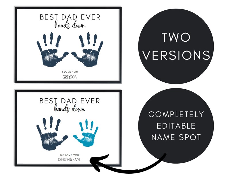 Best Dad Ever Handprint Keepsake Gift for Dad Father Grandpa Stepdad ...