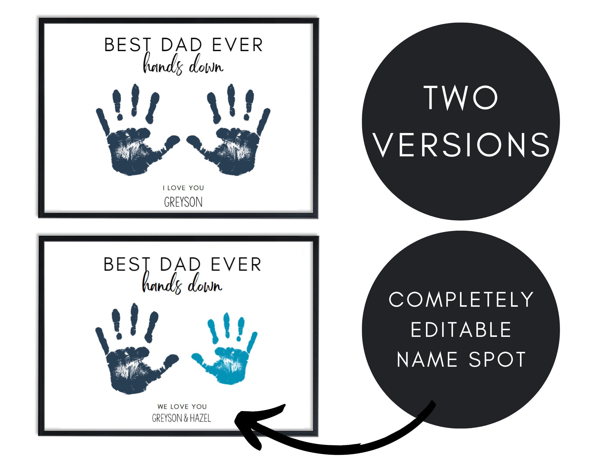 Best Dad Ever Handprint Keepsake Gift for Dad Father Grandpa Stepdad ...