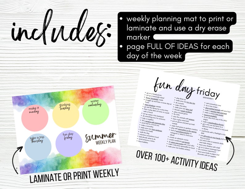 Summer Weekly Planner for Kids | 100+ Activity Ideas (digital Download ...