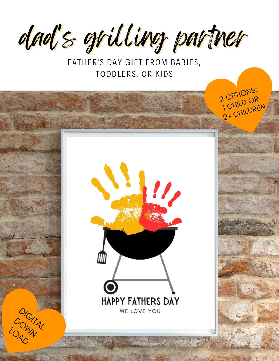 Father's Day Grill Handprint Keepsake | Gift for Dad Father Grandpa ...