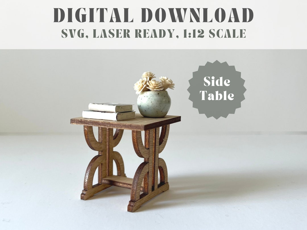 SVG 1:12 Farmhouse Trestle Side Table Dollhouse Furniture Digital ...