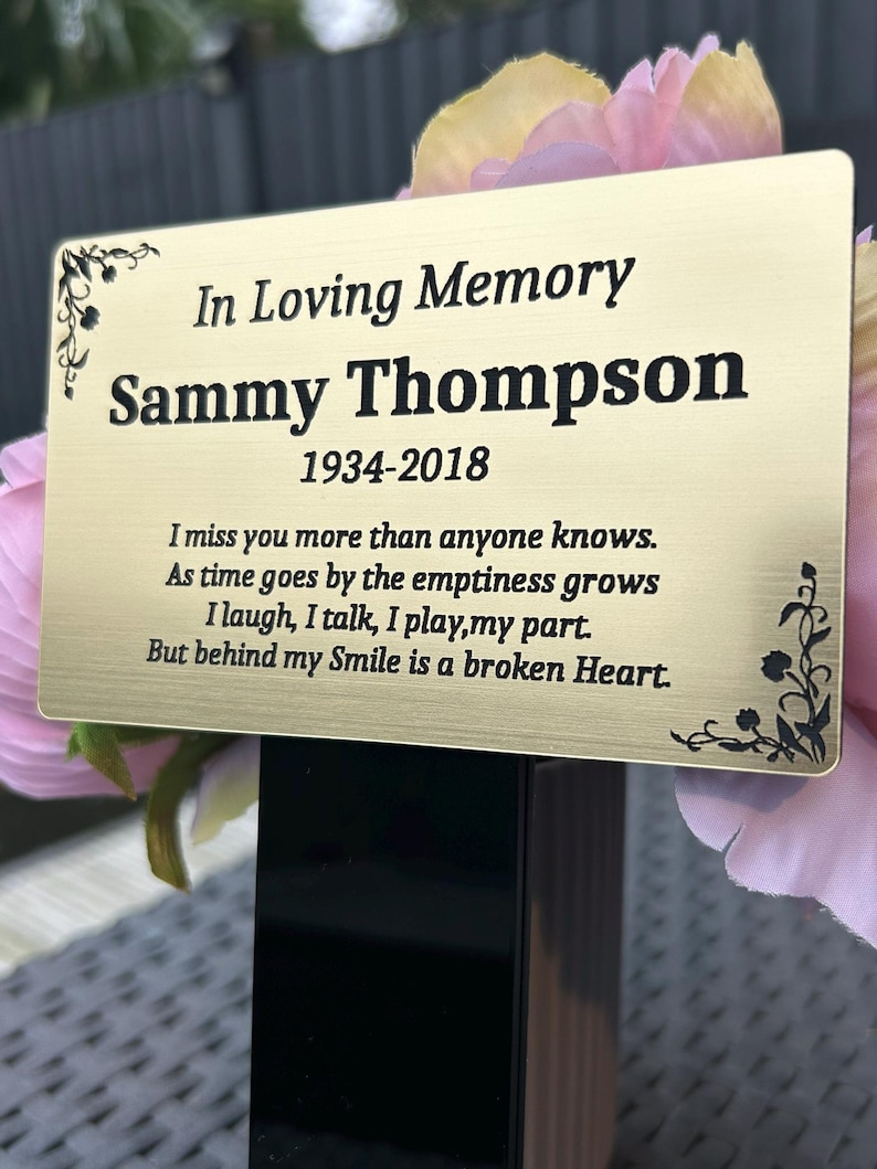 Memorial Plaque, Personalised Memorial Plaques, Grave Marker, Remembrance Stake Spike Silver ...