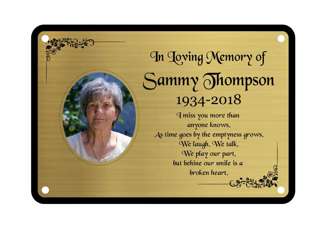 Memorial Photo Plaque, 6x4, 7x5, 8x5, 10x7, 12x8,engraved Bench Plaques ...
