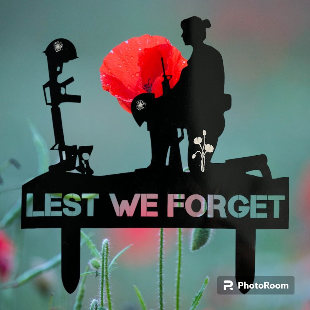Remembrance Day Memorial Black Acrylic Gloss Lest We Forget Soldier ...
